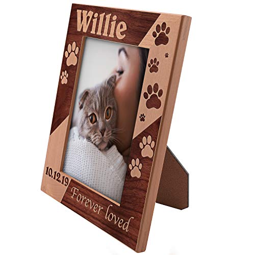 Be Burgundy Memorial Pet Picture Frames 5x7 - Forever Loved - Customized Pet Picture Frames, Pet Loss Gift, A Beautiful Remembrance Gift for a Grieving Pet Owner