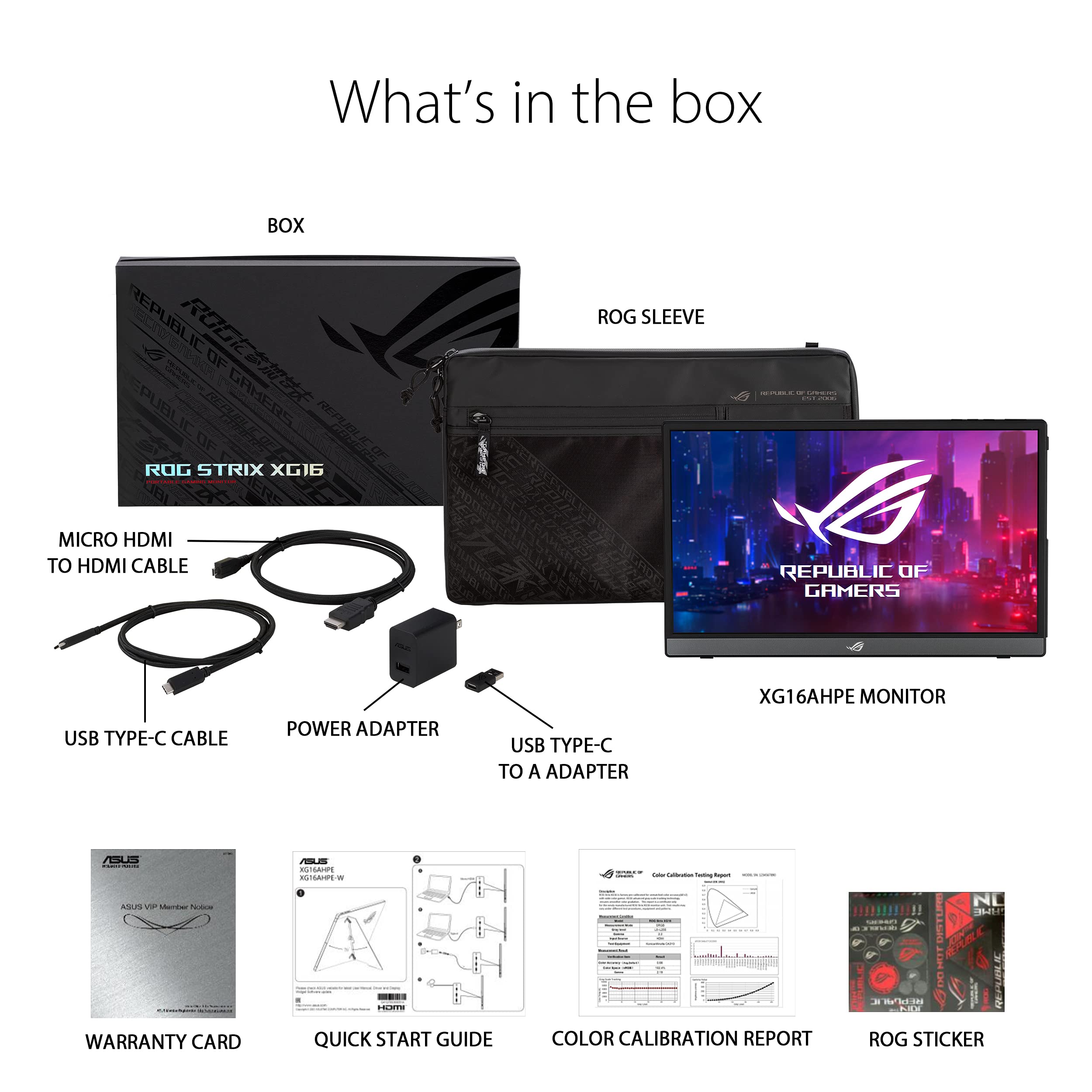 ASUS ROG Strix 15.6” 1080P Portable Gaming Monitor (XG16AHPE) (Renewed)