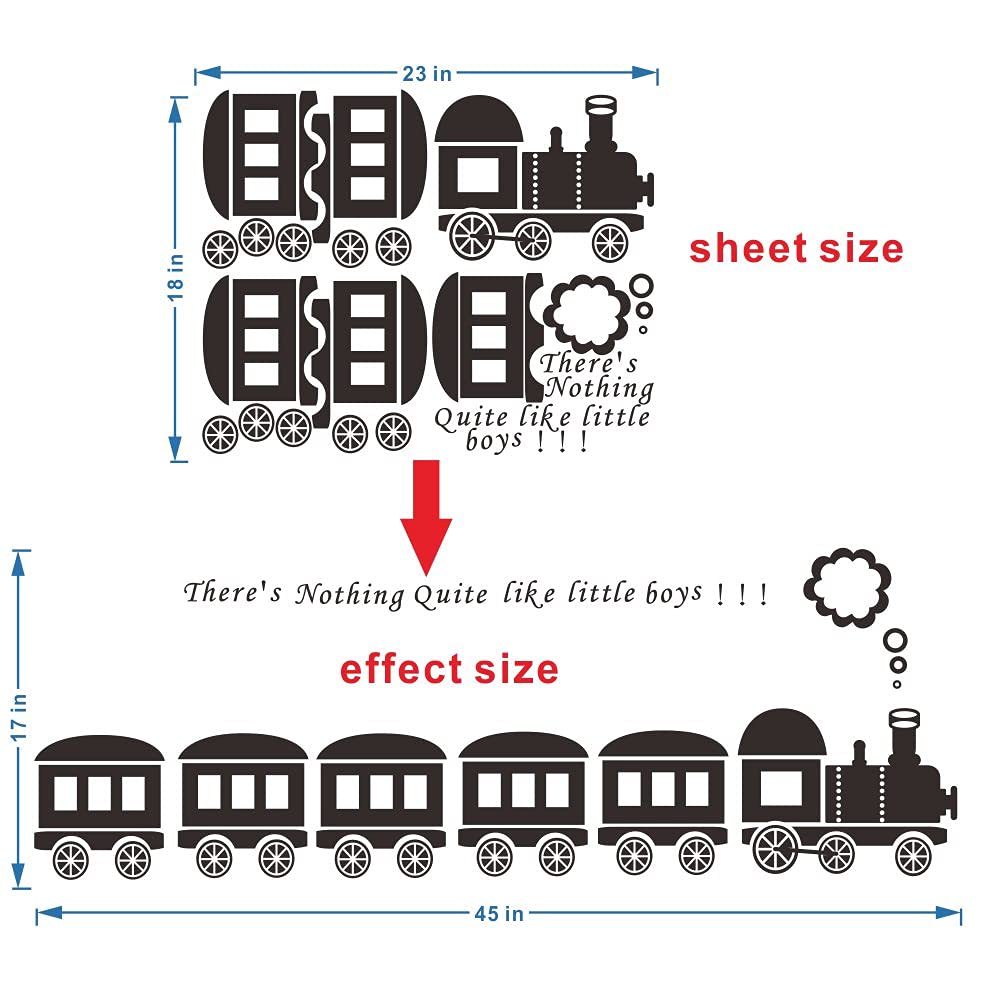 ANFRJJI Train Wall Decal and High-Speed Rail Wall Sticker with Removable PVC - Perfect for Decorating Kids' Rooms, Nurseries, and Student Dorms JWH142 (Black)