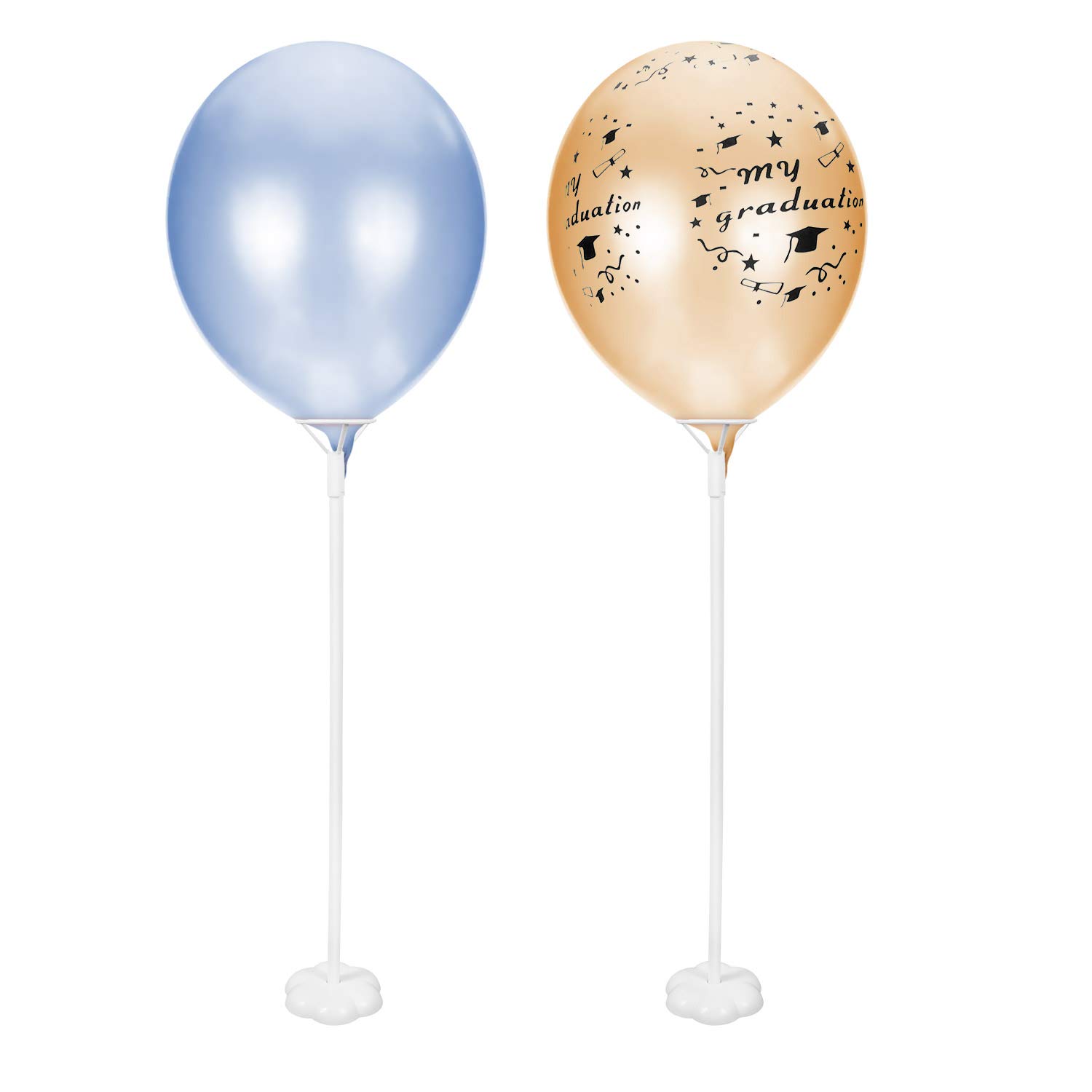 12PCS Balloon Stick Stand - Balloon Holder Cup with Balloon Pole and Flower Stand Base - Table Desktop Centerpiece Decorations for Wedding Birthday Baby Shower Any Party Balloon Accessories