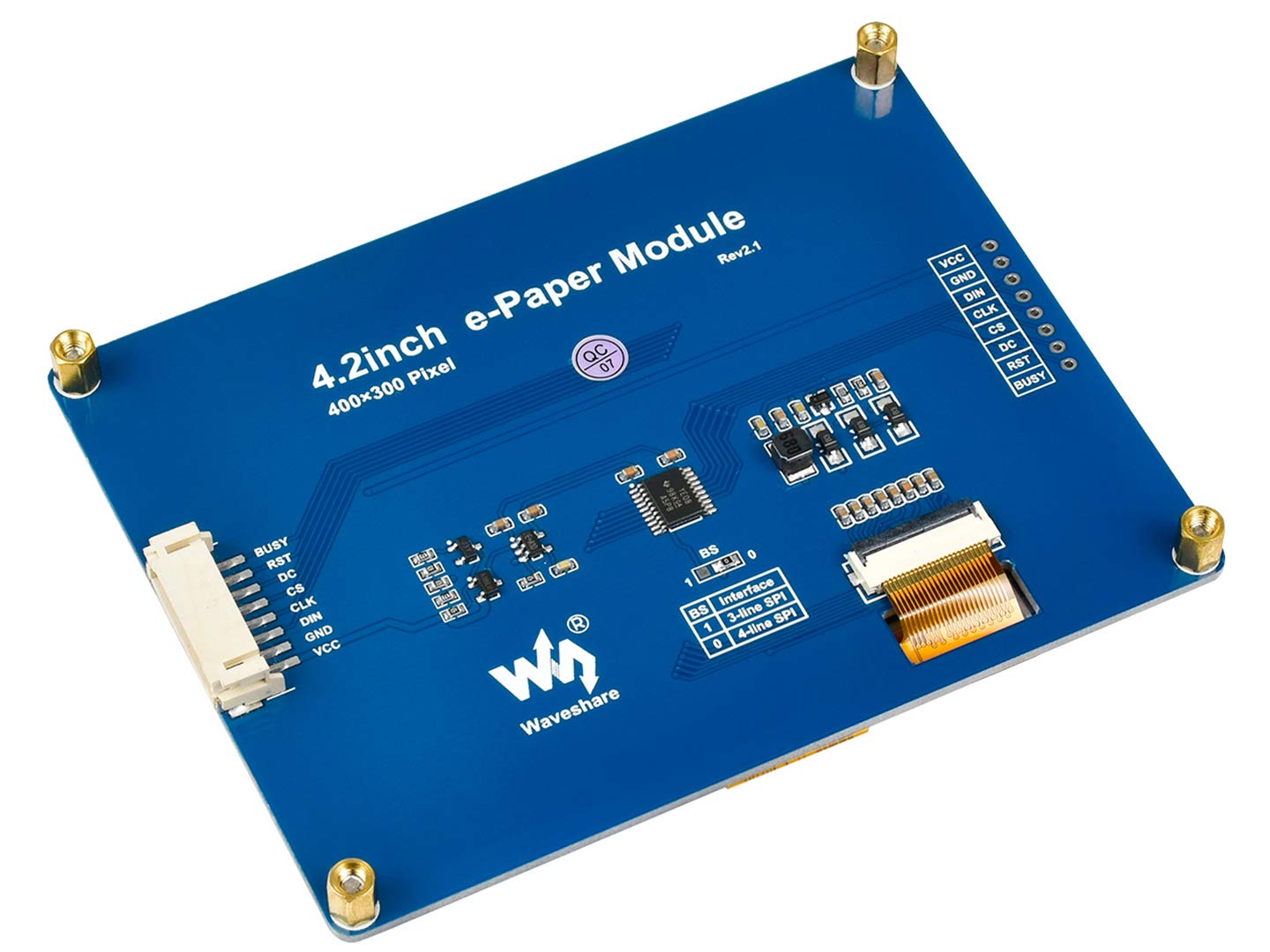 4.2inch E-Ink Display Module 400x300 Pixel Black,White Two-Color 3.3V-5V E-Paper Screen LCD Support Full Refresh SPI Interface for Raspberry/Jetson Nano/Ard/Nucleo