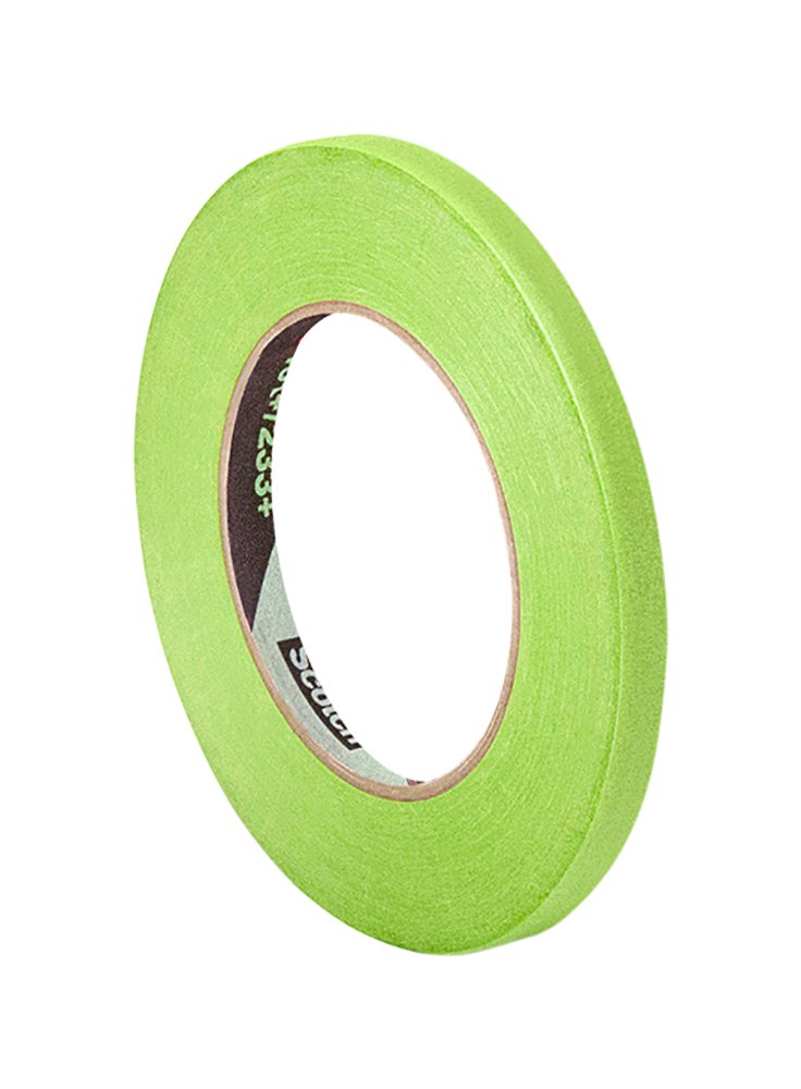 3M 233+ Masking Tape, 0.25" Width x 55M Length (Pack of 12)