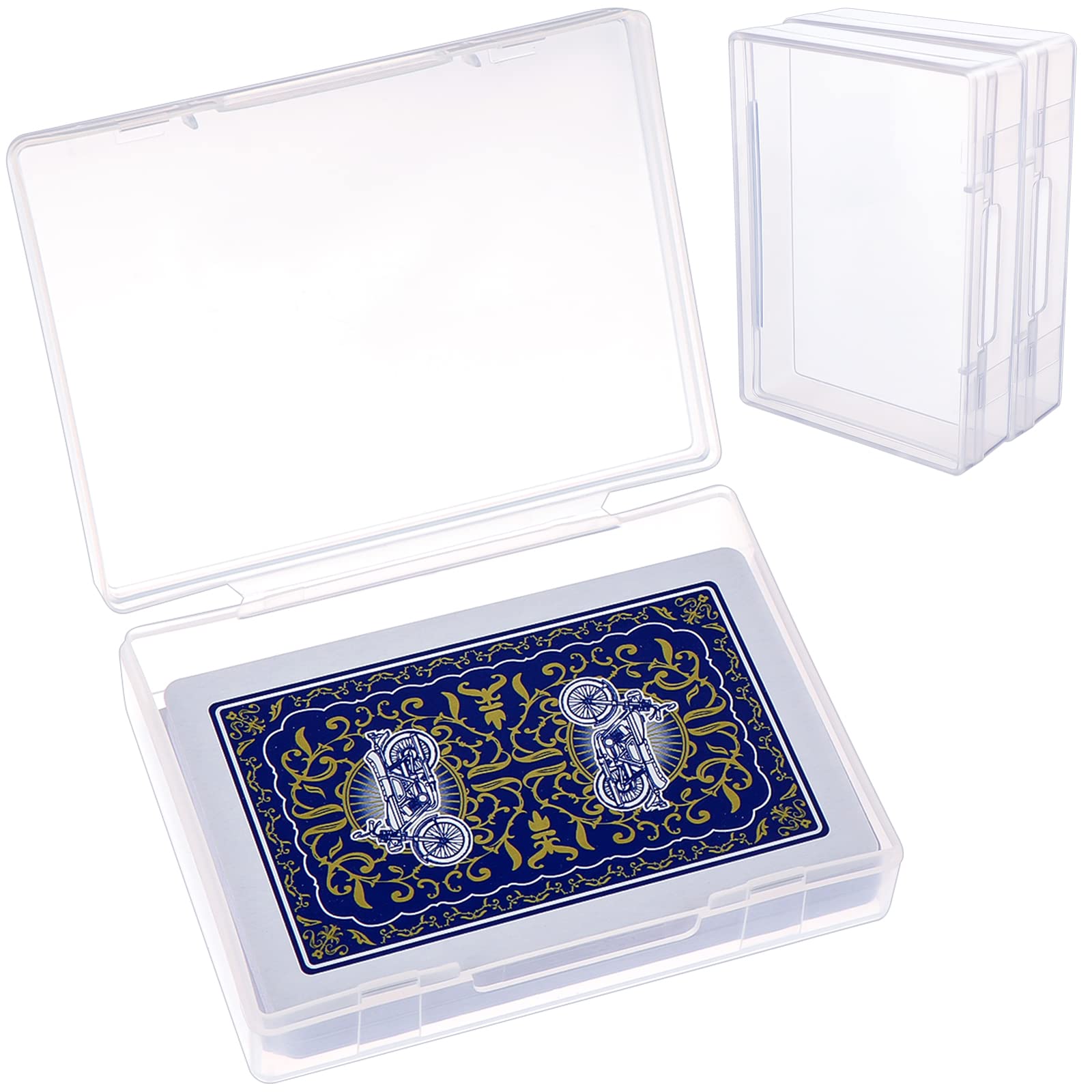 12 PCS Plastic Playing Cards Boxes, Snaps Closed Empty Plastic Storage Box, Clear Playing Card Case, Rectangle Playing Card Storage Clear Card Case for Business Trading Card Bridge Size Cards