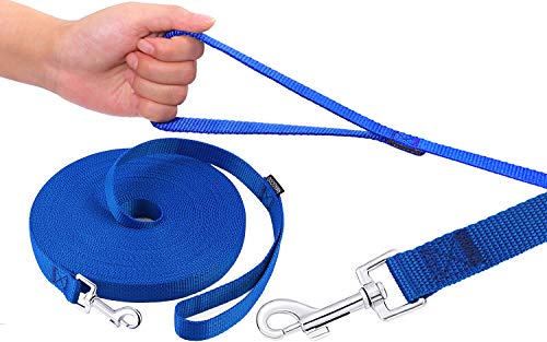 AmaGood Dog/Puppy Obedience Recall Training Agility Lead-15 ft 20 ft 30 ft 50 ft Long Leash-for Dog Training,Play,Safety,Camping (15 feet, Blue)