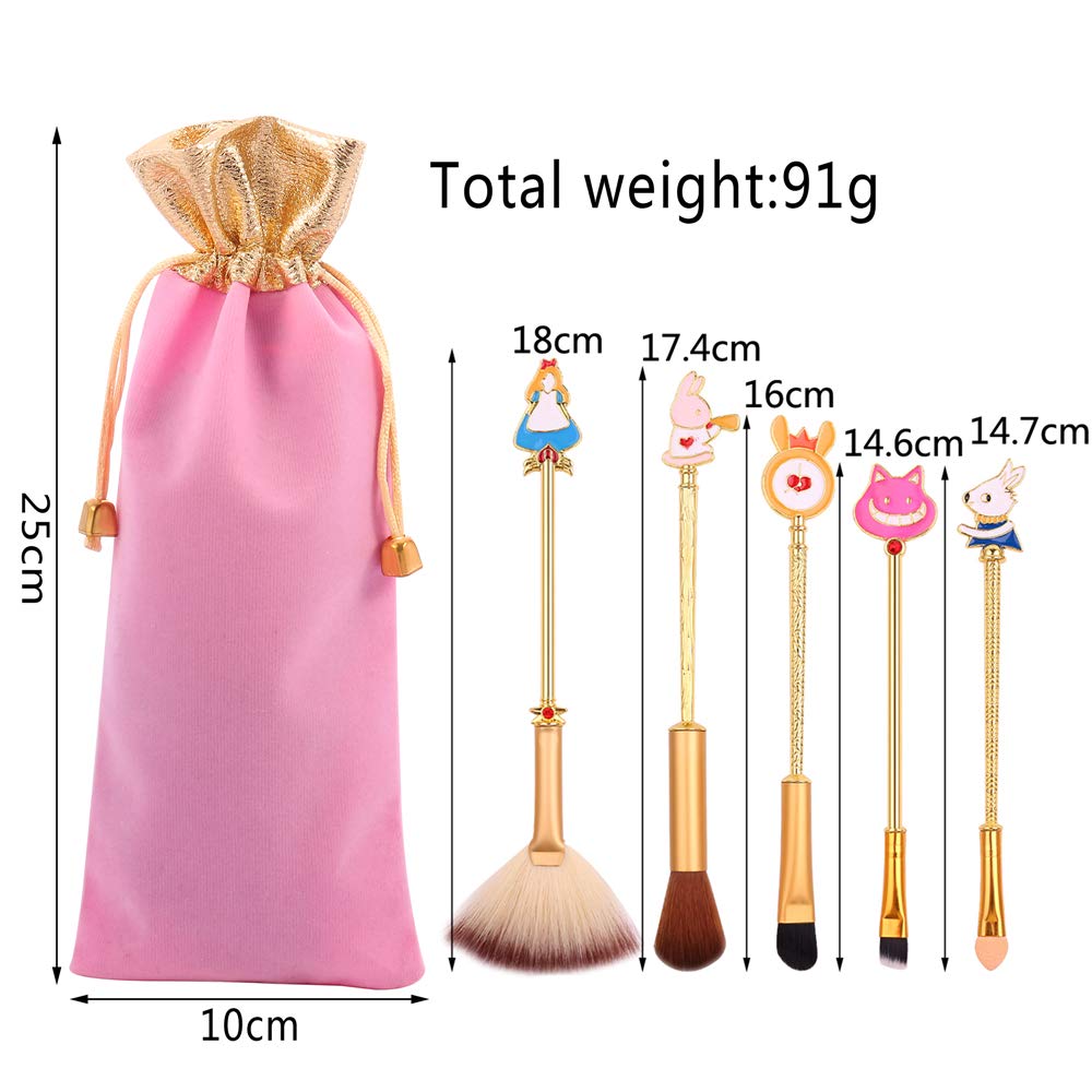 Anime Alice in Wonderland Makeup Brushes Set Foundation Blending Powder Eye Shadow Contour Concealer Blush Cosmetic Fairy Makeup Brush Tools