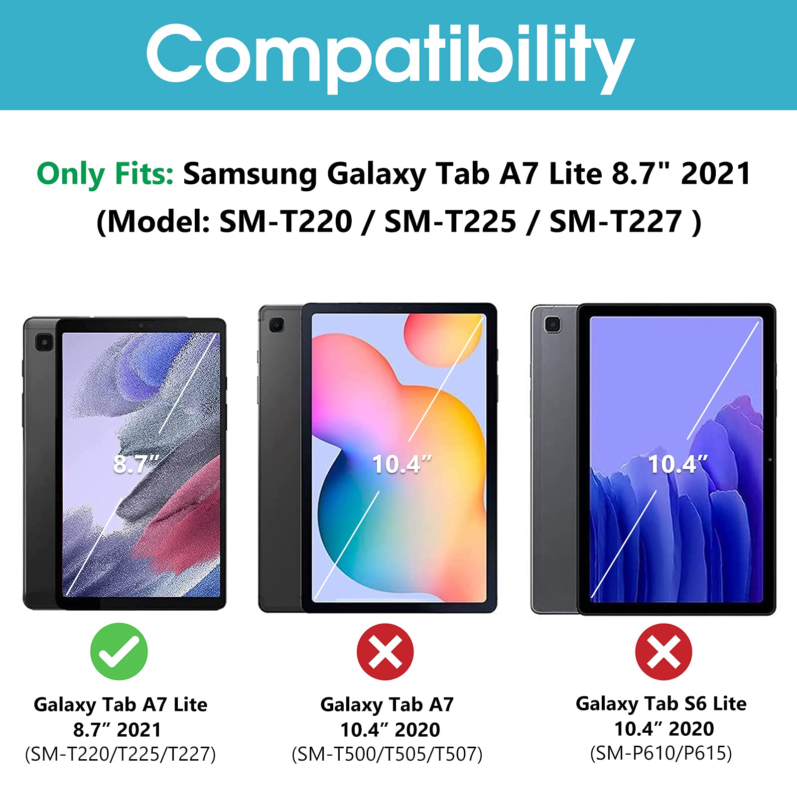 ProCase Galaxy Tab A7 Lite Case 8.7 Inch 2021, Slim Stand Protective Case Folio Cover for Samsung Galaxy Tab A7 Lite Tablet 8.7" SM-T220 T225 T227 -Teal