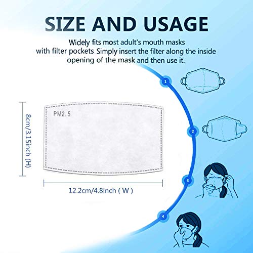50 PCS PM 2.5 Filters Activated Carbon Filter Replaceable (50 pcs)