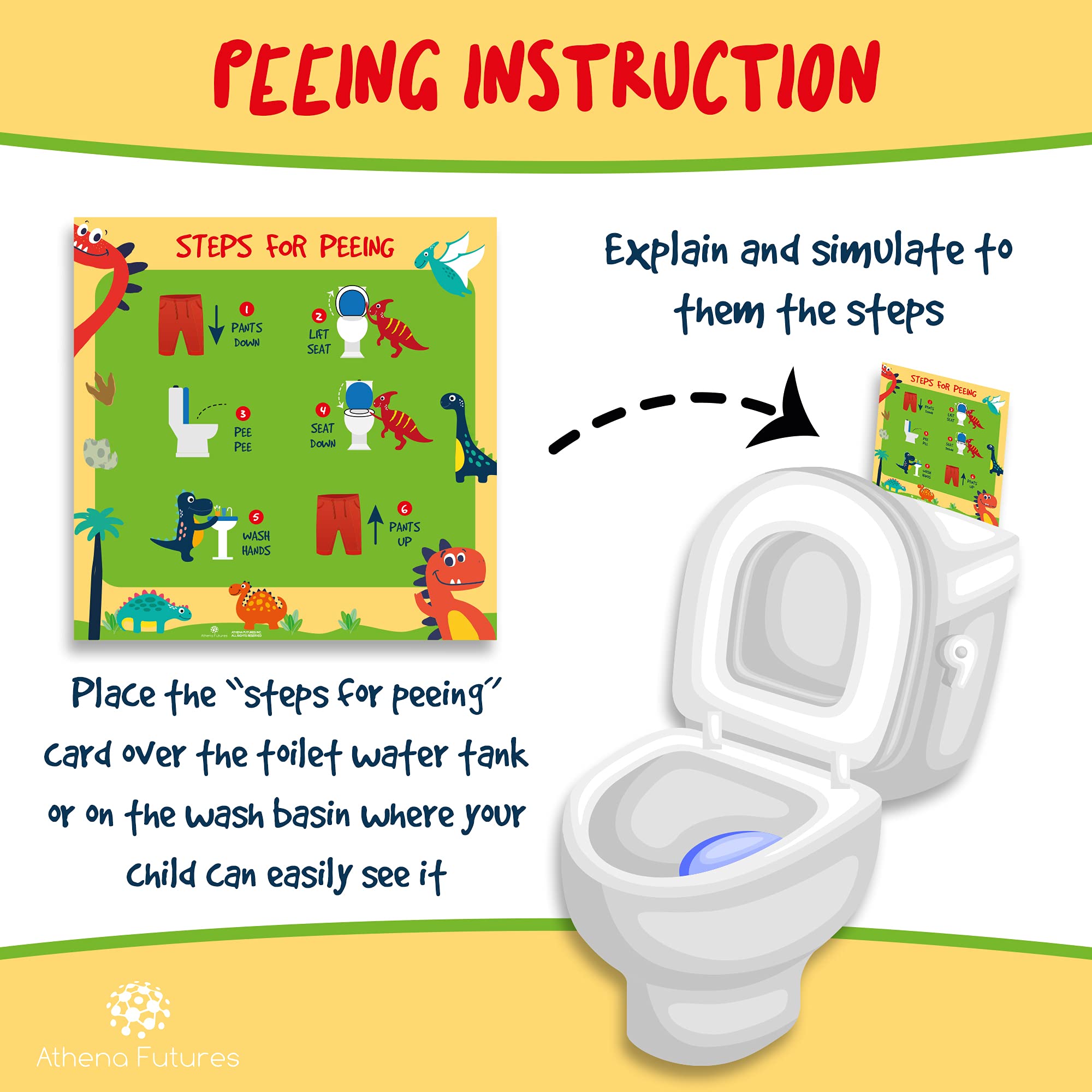 ATHENA FUTURES Potty Training Chart for Toddlers Magnetic Reuseable - Dinosaur Design and Dinosaur Potty Training Toilet Targets