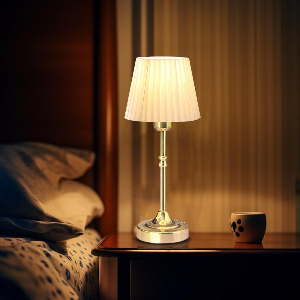 Leroxo Portable Metal LED Lamp, Cordless Metal Lamp, Touch Control Charging Lamp3-Levels Brightness Rechargeable Bedside Lamp,Laser,LED lamp