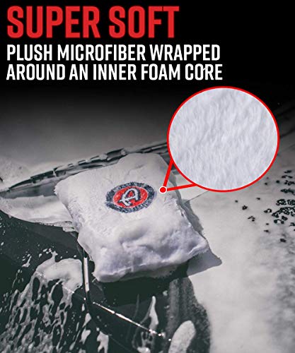 Adam's Microfiber Car Wash Sponge – Premium Scratch Free Microfiber Mitt for Car Cleaning | Car Detailing Accessory Works with Bucket, Car Shampoo Soap, Foam Cannon or Foam Gun | Boat RV Motorycle