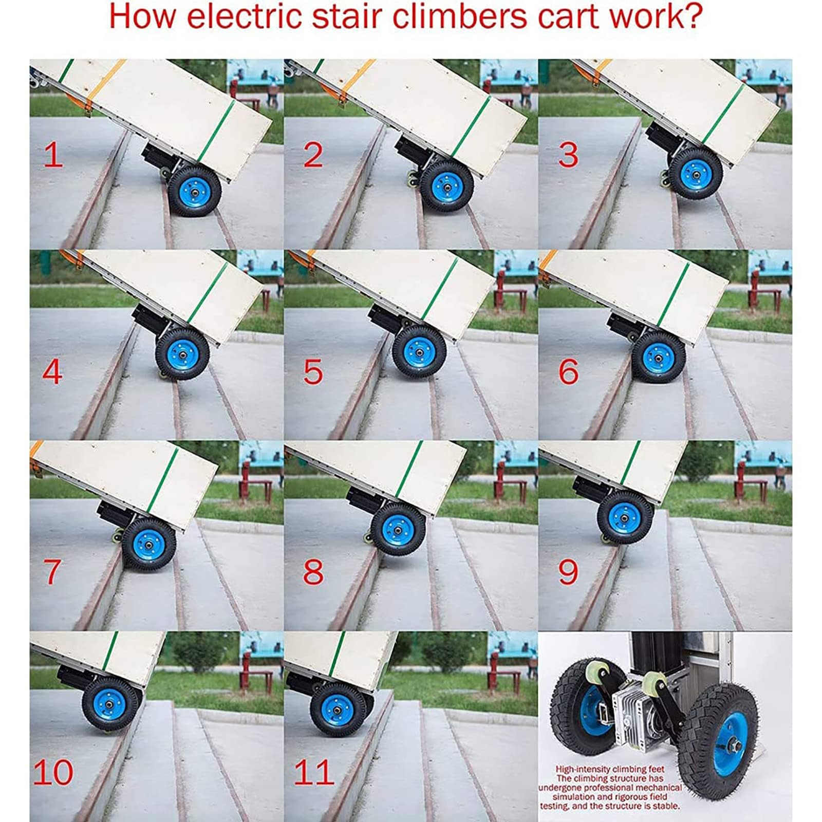 1200W Electric Stair Climber Cart, Professional Hand Truck, with Brushless Motor, Large Capacity Battery, Height and Speed Adjustable, 400Kg Load Capacity, for Carrying Material