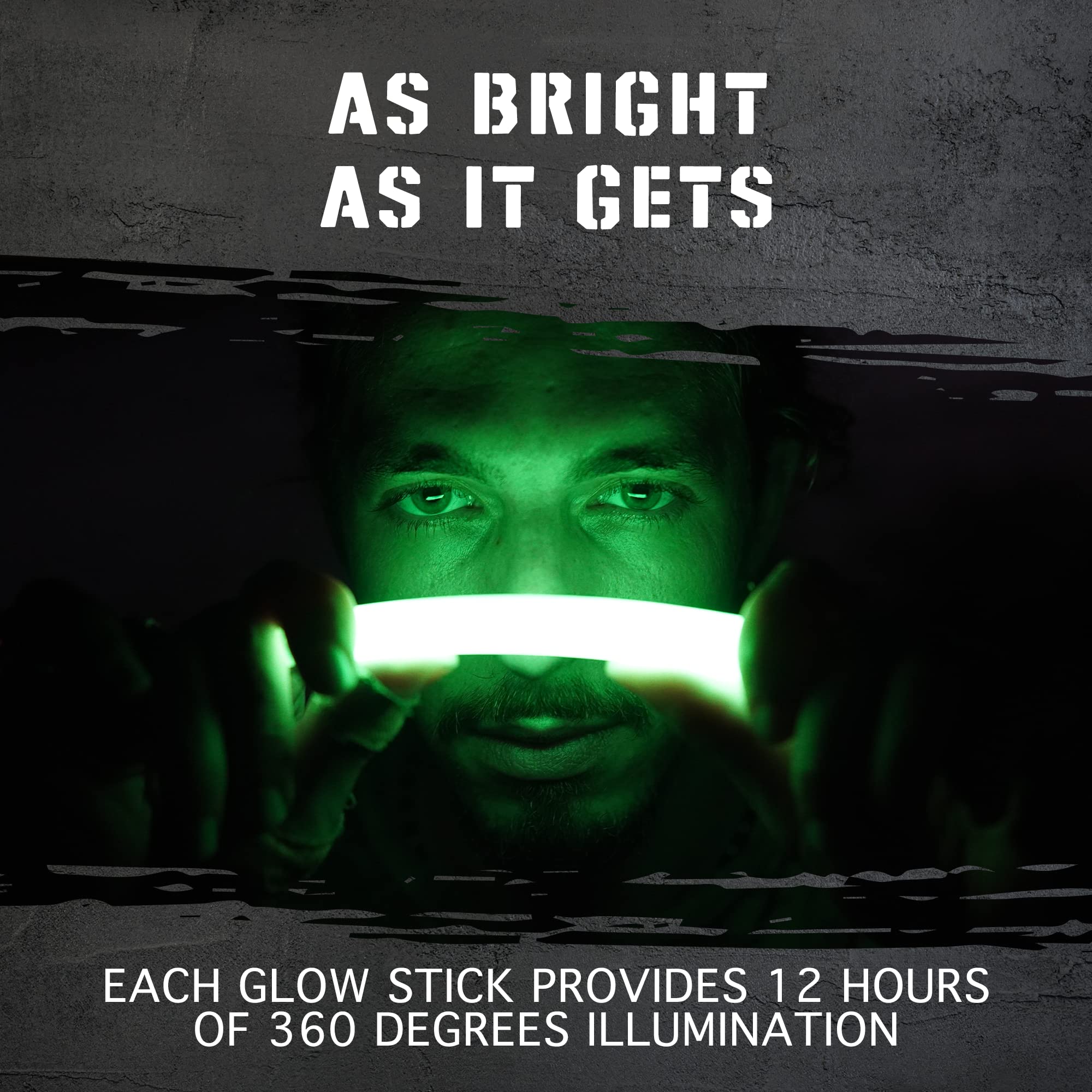 20 Ultra Bright Emergency Glow Sticks - Individually Wrapped Long Lasting Industrial Grade Glowsticks for Survival Gear, Camping Lights, Power Outages and Military Use (Green)
