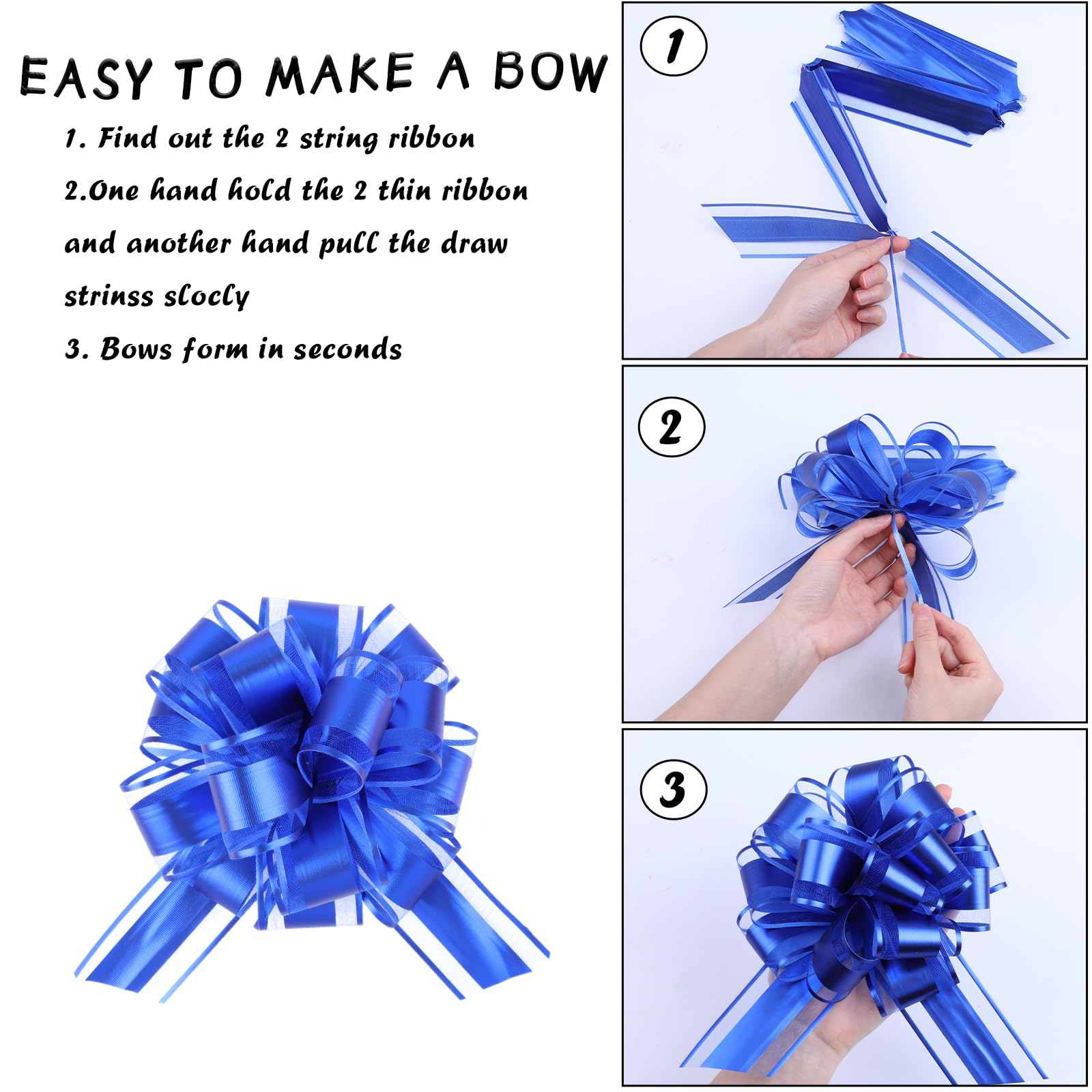 12 Pieces Big Pull Bow Gift Wrapping,6 inches, Pull Bow Ribbon Pull Bows for Christmas Wedding Baskets Valentine's Day Bows Ribbon Large Bow for Gift Wrapping (Silver)