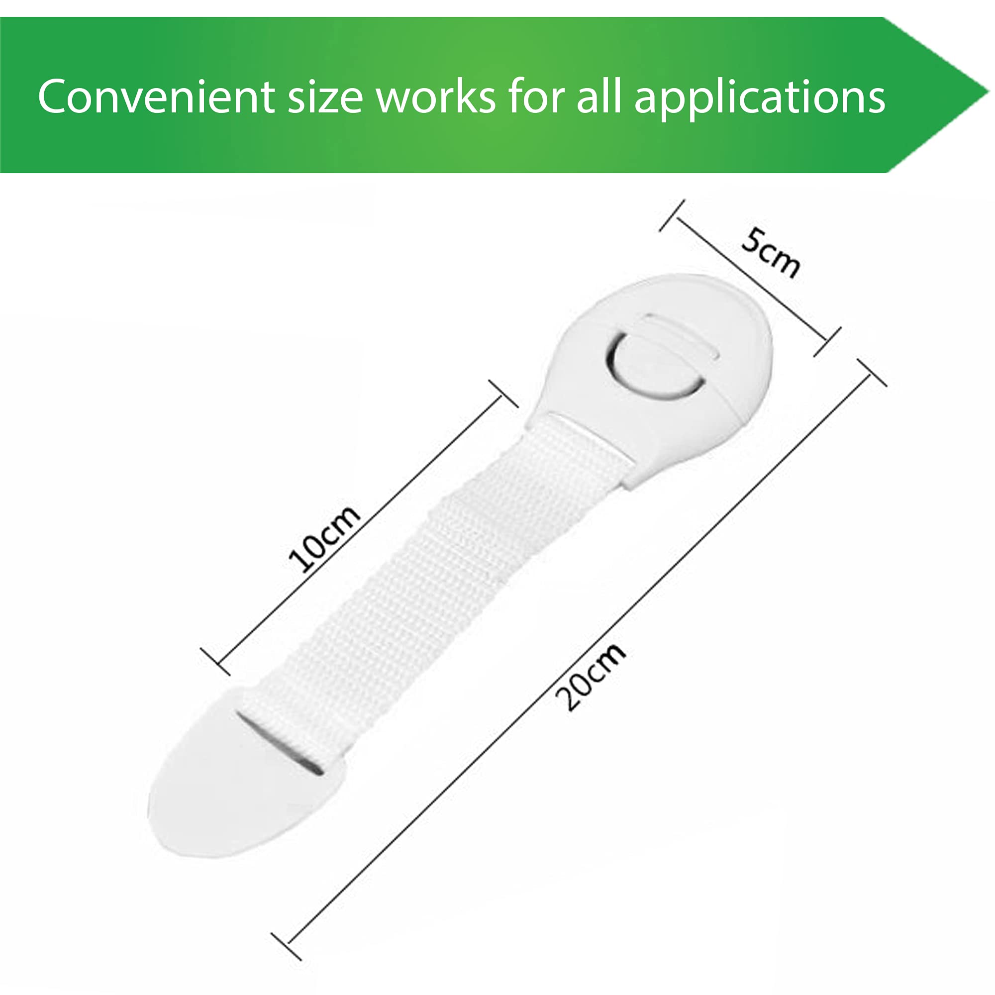 Child Safety Strap Locks (5 Pack) for Proofing Fridge, Cabinets, Drawers, Dishwasher, Toilet, 3M Adhesive No Drilling or Magnets for Furniture Kitchen Ovens Toilet Seats