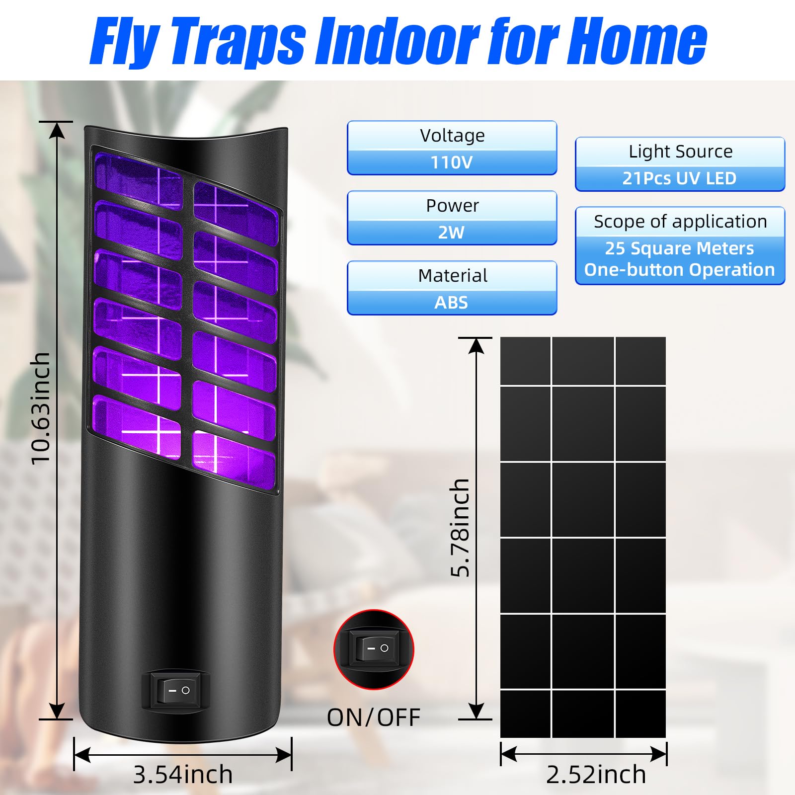 2 Pack Large Flying Insect Trap Plug In,Mosquito Gnat Flea Insect Traps Catcher Killer with Night Light & 20 Sticky Trap Boards, Fruit Fly Traps for Indoor Bug Catcher Fly Traps Indoor for Home Office