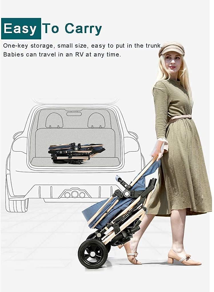 Chilechuan High View Light Weight Strollers for Toddler, Upgraded Infant Carriage Prams and Strollers for Babys Boys and Girls Travel System Pram with Stroller Rain Cover and Strollers Fan