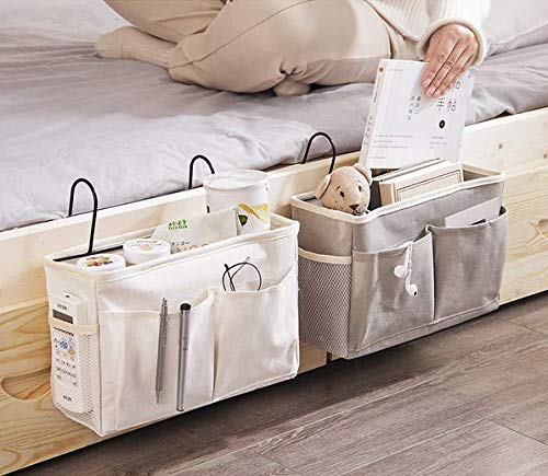 Bedside Caddy/Bedside Storage Bag Hanging Organizer for Bunk and Hospital Beds,Dorm Rooms Bed Rails,Can be Placed Glasses,Books,Mobile Phones,Keys ,daily supplies (E-style)