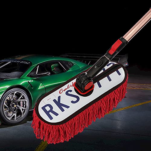 Car Duster Exterior Scratch Free Extendable Handle,Wax Cotton Hair Car Brush Kit for Car,Truck,SUV,RV and Motorcycle,Duster for car Cleaning,No Lint(CA Designer License Plate)