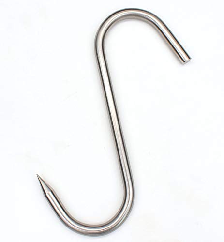 Alele 8 Inch Meat Hook 10mm Heavy Duty Stainless Steel Butcher Hooks for Hanging Beef (Meat Hook 10mm 8inch 4p)