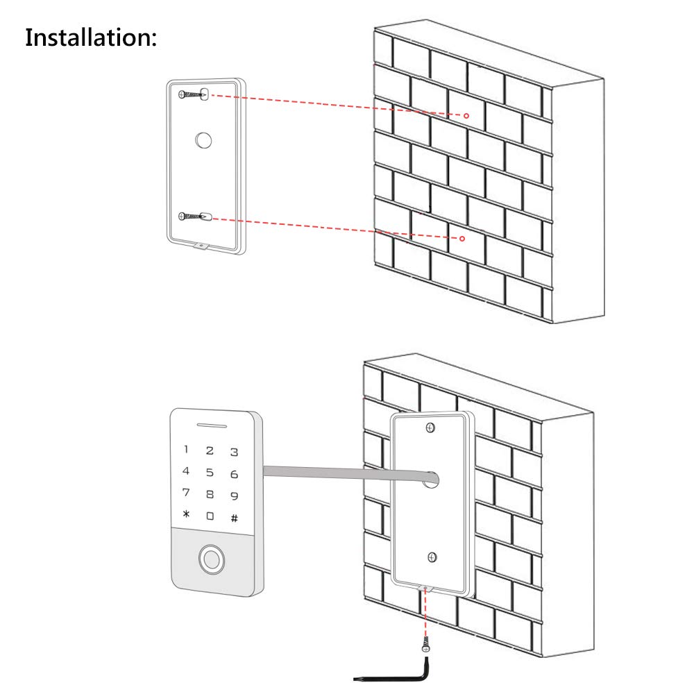 AMOCAM Fingerprint Password Access Control System with 5PCS ID Key Fobs, Fingerprint Door Lock Keypad Controller Support 10000 Users, Weatherproof, Backlight, Zinc Alloy Metal, Touch Panel