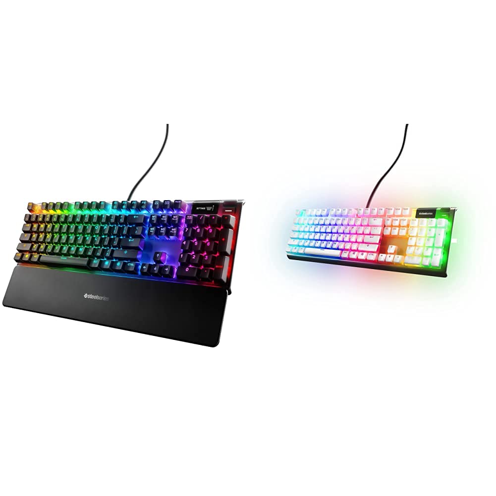 SteelSeries Apex 7 Mechanical Gaming Keyboard – OLED Smart Display – USB Passthrough and Media Controls – Tactile and Quiet – RGB Backlit (Brown Switch) with PRISMCAPS-Double Shot Keycaps
