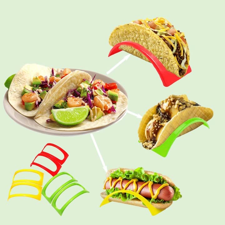 12 Pcs Taco Holder Random Colors Taco Stands Taco Rack Microwave Safe Taco Shell Holders Dishwasher and Grill Safe Taco Stand for Soft and Hard Shells,Taco Rack Stand for Dinner Party