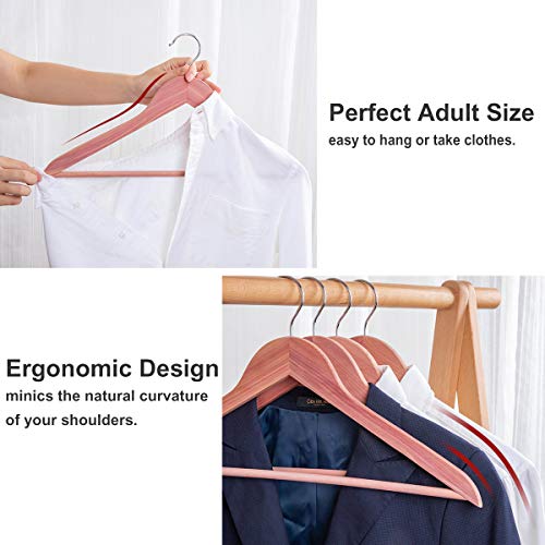 American Red Cedar Hangers 30 Pack, Wooden Suit Hangers with 360° Swivel Hook, Smooth Surface Slim Cedar Wood Coat Hangers, Great for Refresh Closet
