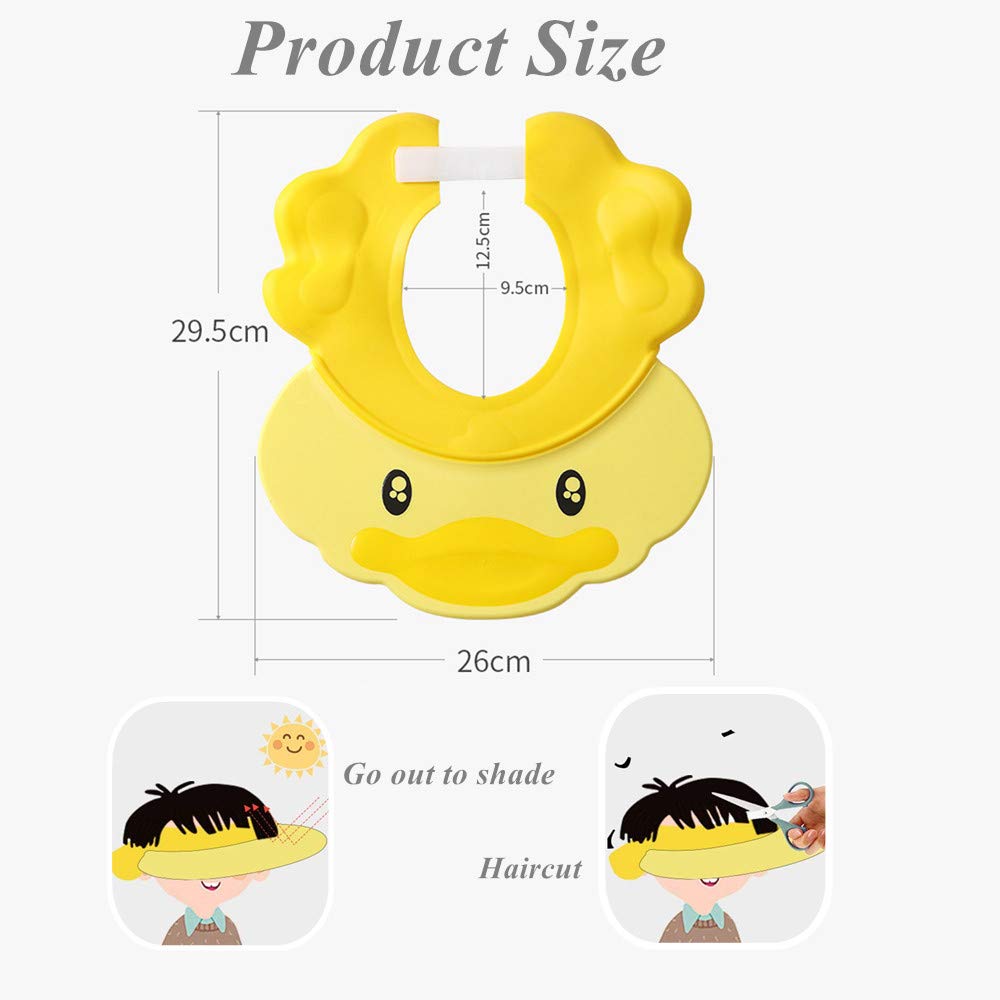 chislim Baby Shower Shampoo Cap,Adjustable Safety Bath Visor Waterproof Hair Washing Bathing Hat with Ear Protection for Toddler, Baby, Kids (Yellow)