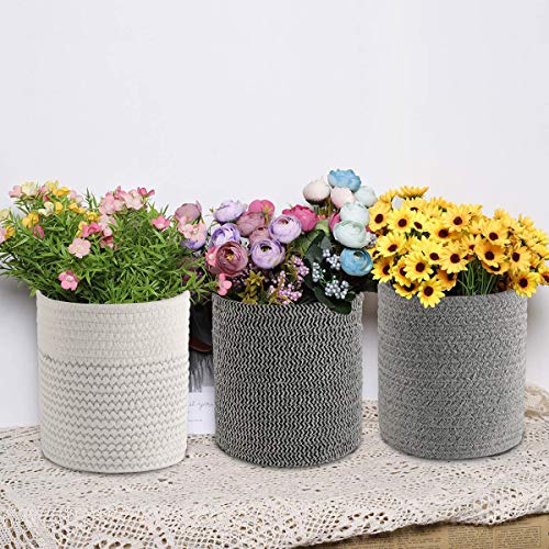 Clubasket Wall Hanging Rope Basket Small Woven Basket Hanging Storage Rope Basket Cotton Rope Basket Storage Bins for Home Décor, Baby Nursery (M-Grey06)