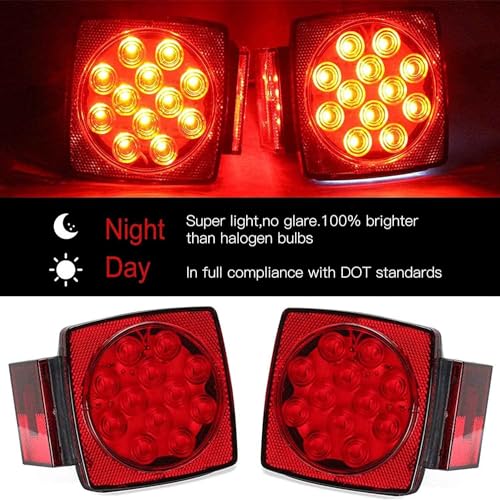 12V LED Trailer Light Kit DOT Certified, Utility Trailer Lights for Boat Submersible RV Car with Wire Harness Wafer LED Waterproof 80 Inch