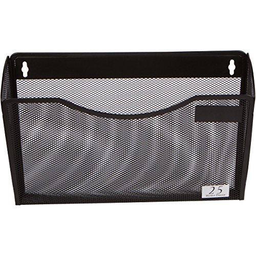 3 Pocket Wall Mount File Hanging Organizer, Metal Mesh Office Home Folder Binder Holder Magazine Mail Sorter Rack + Hardware, Black