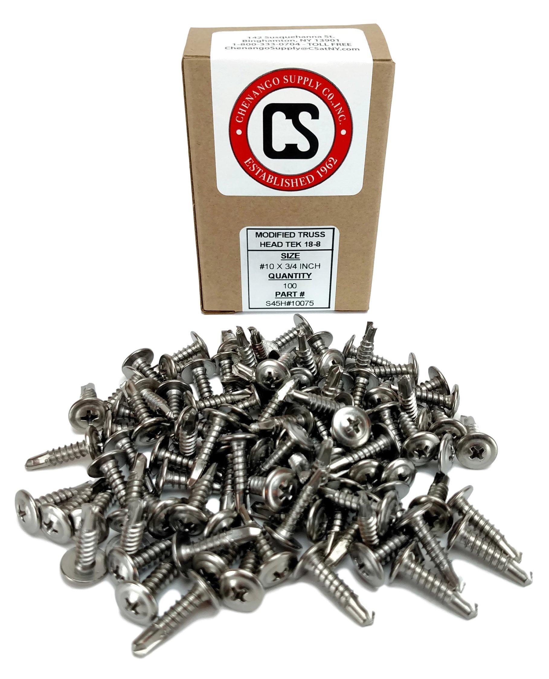 410 Stainless #10 x 3/4" Wafer Head Philips Self Drilling Sheet Metal Tek Screws, (1/2" to 1" Length in Listing), 100 Pieces, Modified Truss Head Self Driller (#10 x 3/4 Inch)
