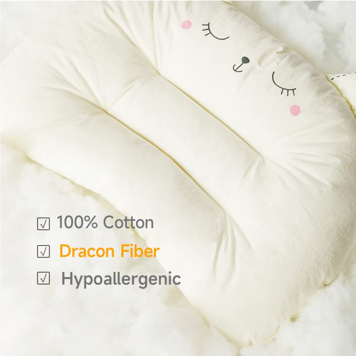 Choc chick Toddler Pillow,20X14inches Machine Washable Soft Hypoallergenic Kids Pillows,Child Cute Animal Perfect Toddler Pillows for Sleeping 2 Year Old (Cat)