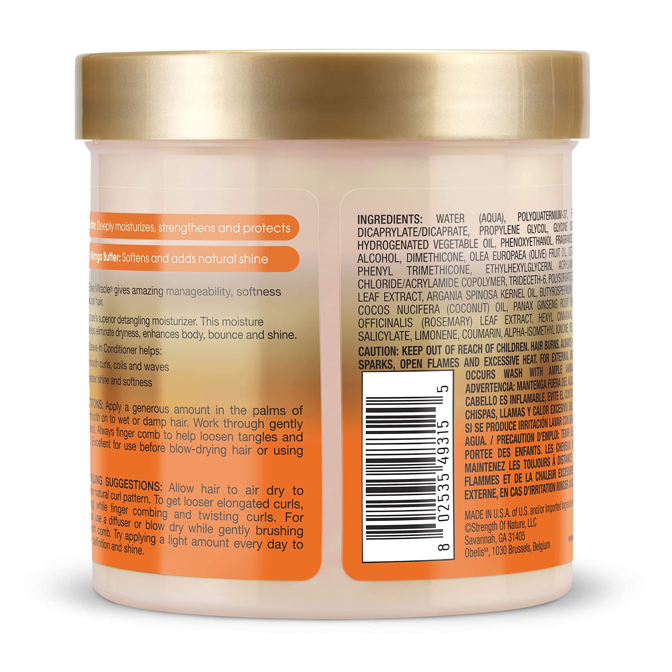 African Pride Shea Miracle Leave In Conditioner - Contains Shea & African Mango Butter to Smooth Curls, Coils & Waves, Nourishes Hair, 15 oz