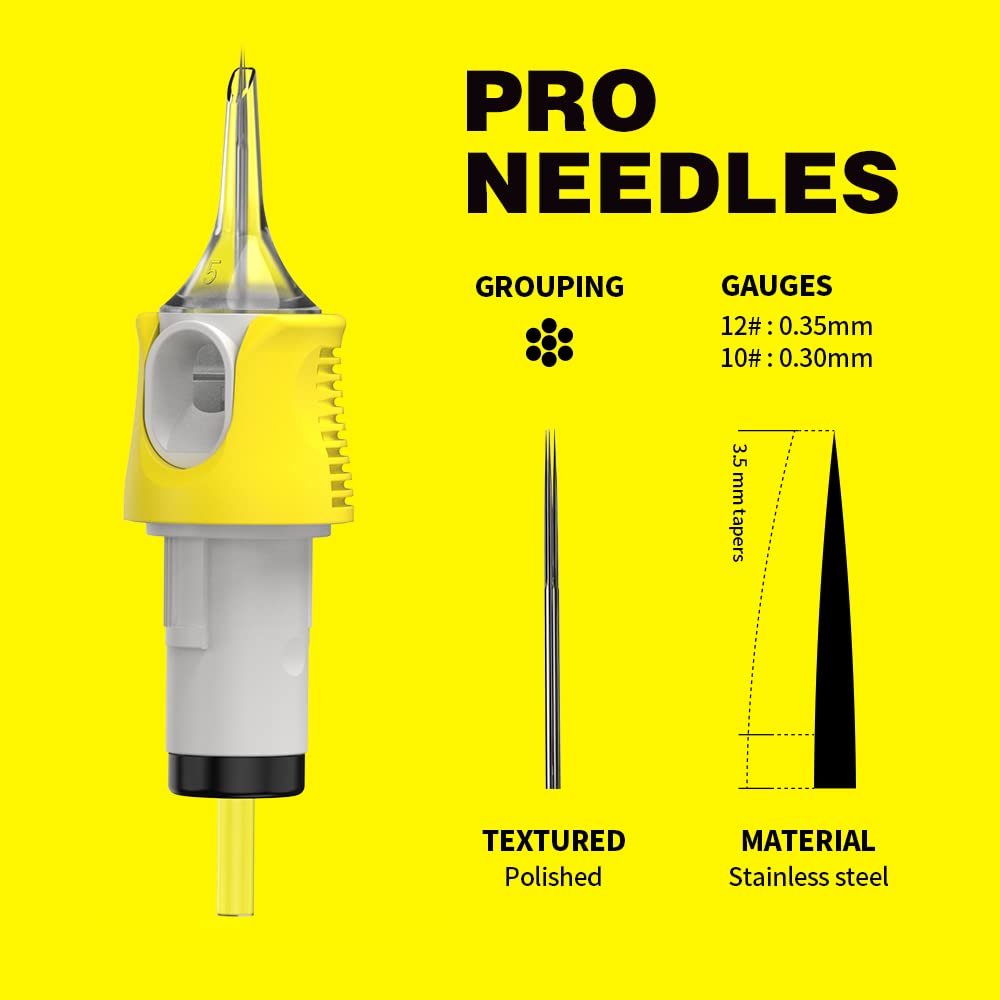 Hawink 15RM Tattoo Needles Cartridge #10 Bugpin 15 Curved/Round Magnum M-Taper 16PCS with Membrane Professional Disposable Finger Ledge Cartridges EN05S-FG-16-1015RM