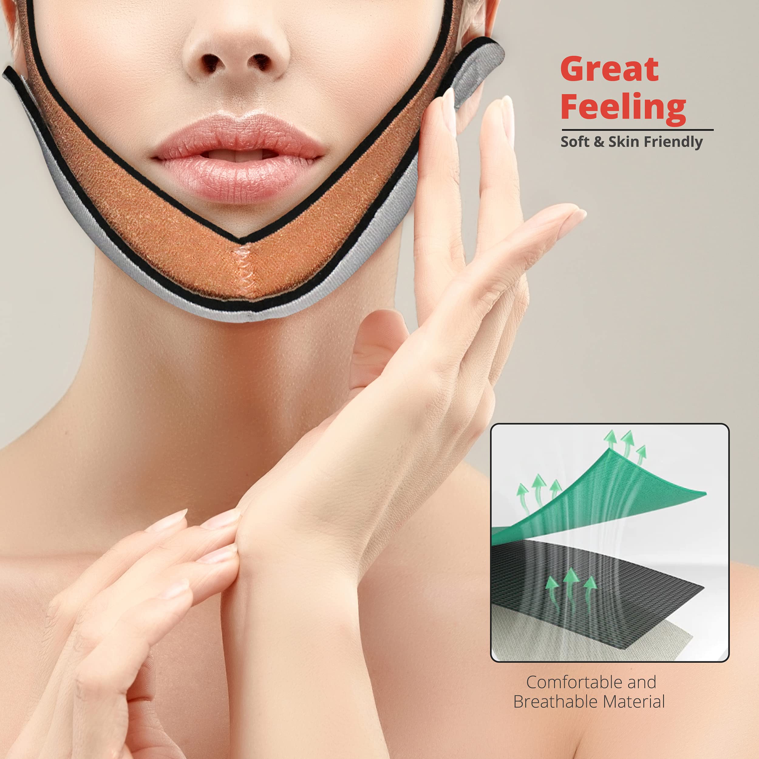 Face Slimming Strap Reusable Double Chin Reducer Adjustable Antiaging Face Lift Extra Grip Anti-wrinkle Face Slimmer V Line Face Lifting Mask Chin Strap - Orange