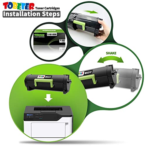 ToBeter MS317 Remanufactured Toner Cartridge Replacement for Lexmark 51B1000 for MS317 MS417 MS517 MS617 MX317 MX417 MX517 MX617 Printer (1 Pack)