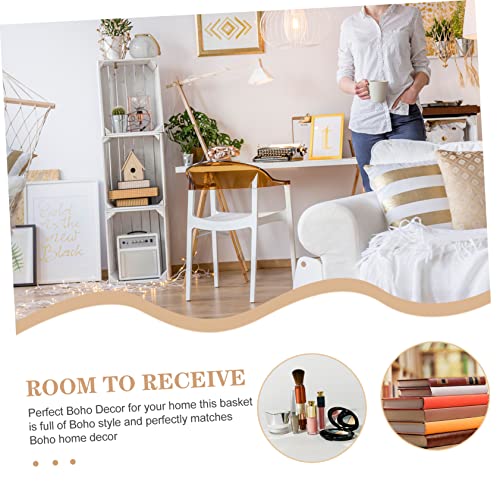 Alipis Rope Storage Blue Woven Storage Baskets Storage Bins for Clothes Weave Basket Storage Basket for Nursery Woven Tassel Containers Bathroom Towels Baskets Sundries Holder Cotton Baby