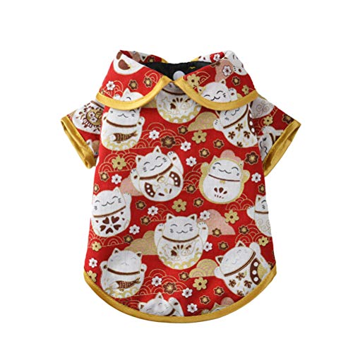 1PC Pat New Year Clothes Chinese Style Pet Costumes Autumn Winter Pet Clothes Stylish Pet Warm Clothes Festival Pet Coat for Cat Dog Wearing Clothes Style Size XL- 16Pet House Supplies