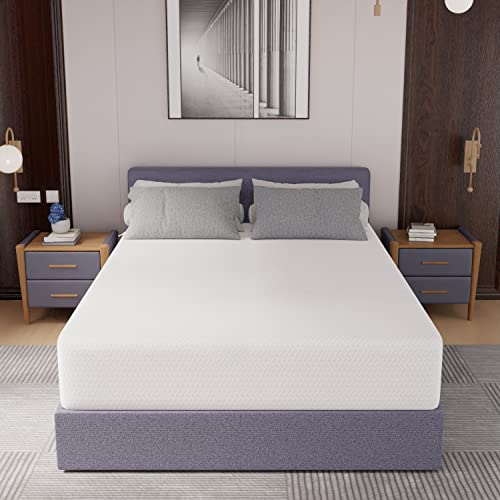 12 Inch Green Tea Memory Foam Mattress,Bed-in-a-Box Medium Firm Mattress CertiPUR-US Certified Breathable Bed Mattress for Cooler Sleep Supportive & Pressure Relief,Queen