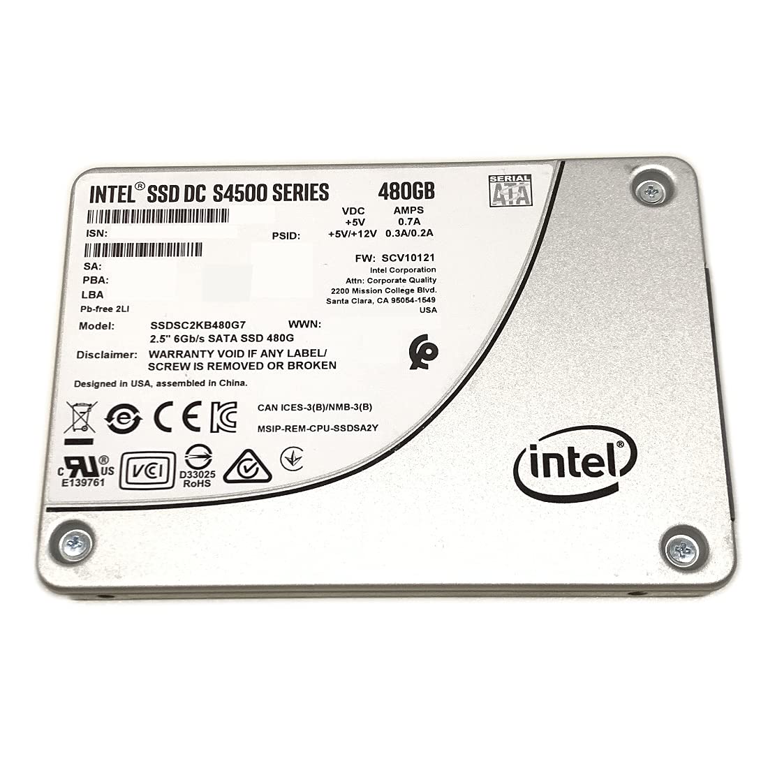 Intel SSD 480GB DC S4500 2.5 SATA 6 Gb/s Enterprise SSDSC2KB480G701 SSDSC2KB480G7 3D1 TLC Solid State Drive