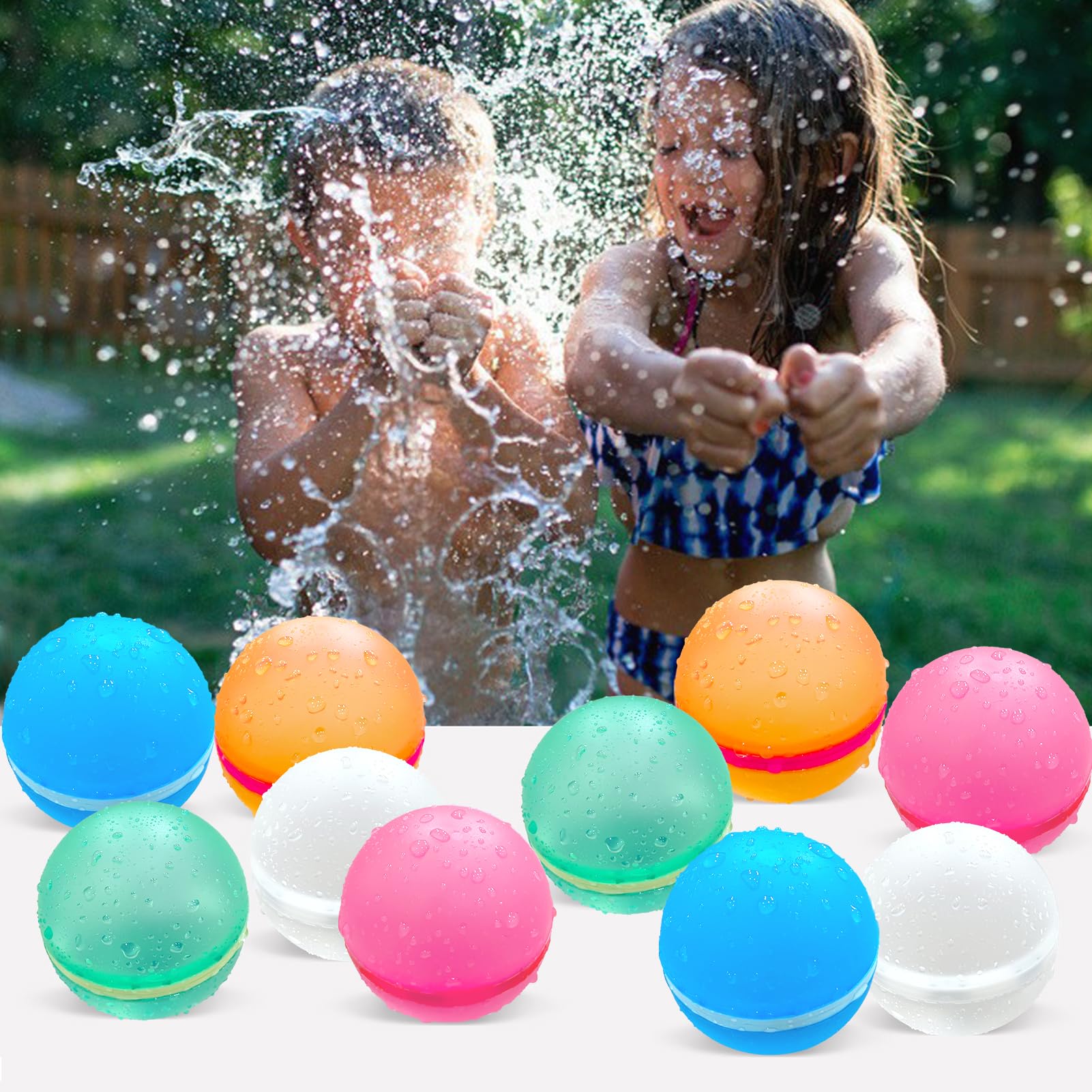 12 Pcs Reusable Water Balloons for Kids Adults, Quick Fill Magnetic Silicone Water Bomb, Outdoor Activities Water Games Toy Outside Summer Pool Party Supplies (12 Pcs)