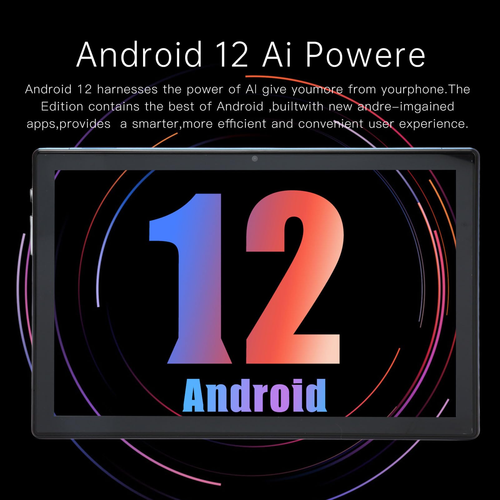10.1 Inch for Android 12 Tablet, Octa CORE CPU, 8GB RAM 256GB ROM, 5G WiFi, 2 in 1 Tablet with Keyboard, Blue (US Plug)