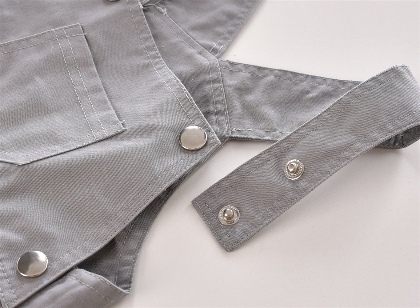 3Pcs Baby Boys Long Sleeve Stripe Romper Overalls Clothing Set with Hat (9-12 Months) Grey