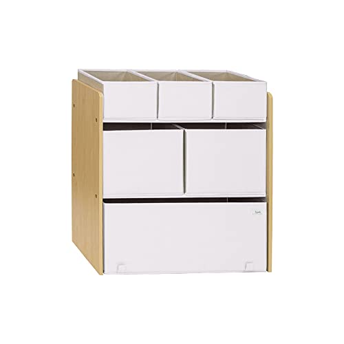 3 Sprouts Multi-Bin Toy Organizer with Recycled Fabric Storage Bins in Cream
