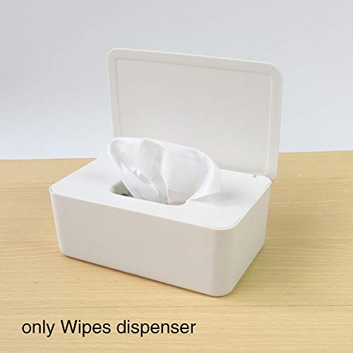 Lingtoolator Dispenser, Wet Wipes Storage Box Dustproof Tissue Box Case with Lid for Keeps Diaper Wipes Fresh, Easy Open Close Wipe Container(White)