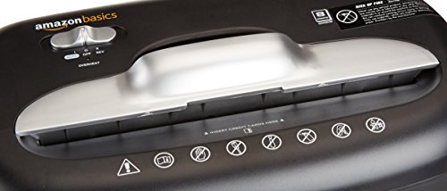Amazon Basics 8-Sheet Capacity Cross-Cut Paper and Credit Card Shredder, 4.1 Gallon & Sharpening Lubricant Sheets - Pack of 12