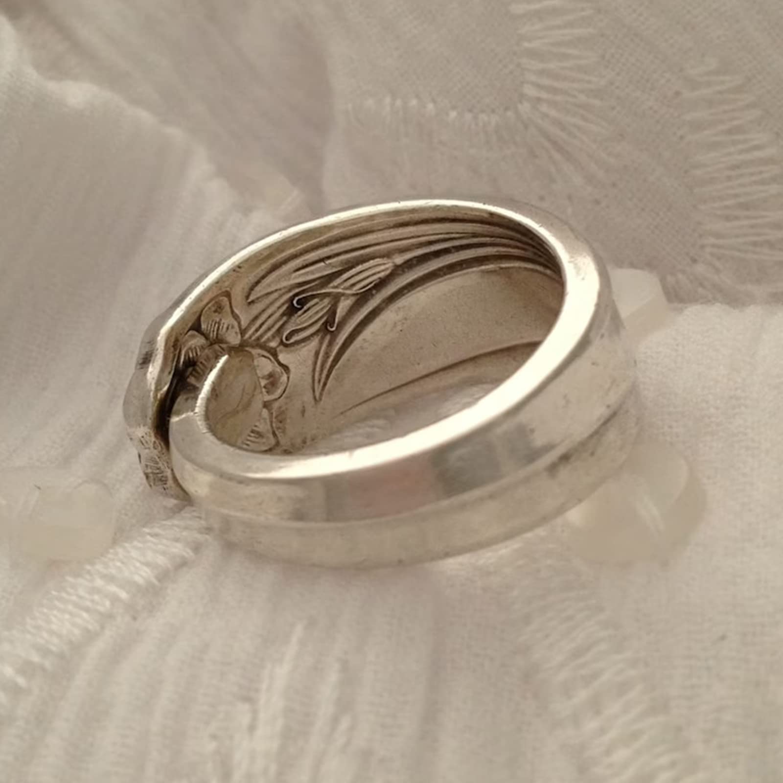 100% Apollo Spoon Rings for Women Silver Daffodils Boho Victorian Flower Statement Handmade Thumb Jewelry Size 9
