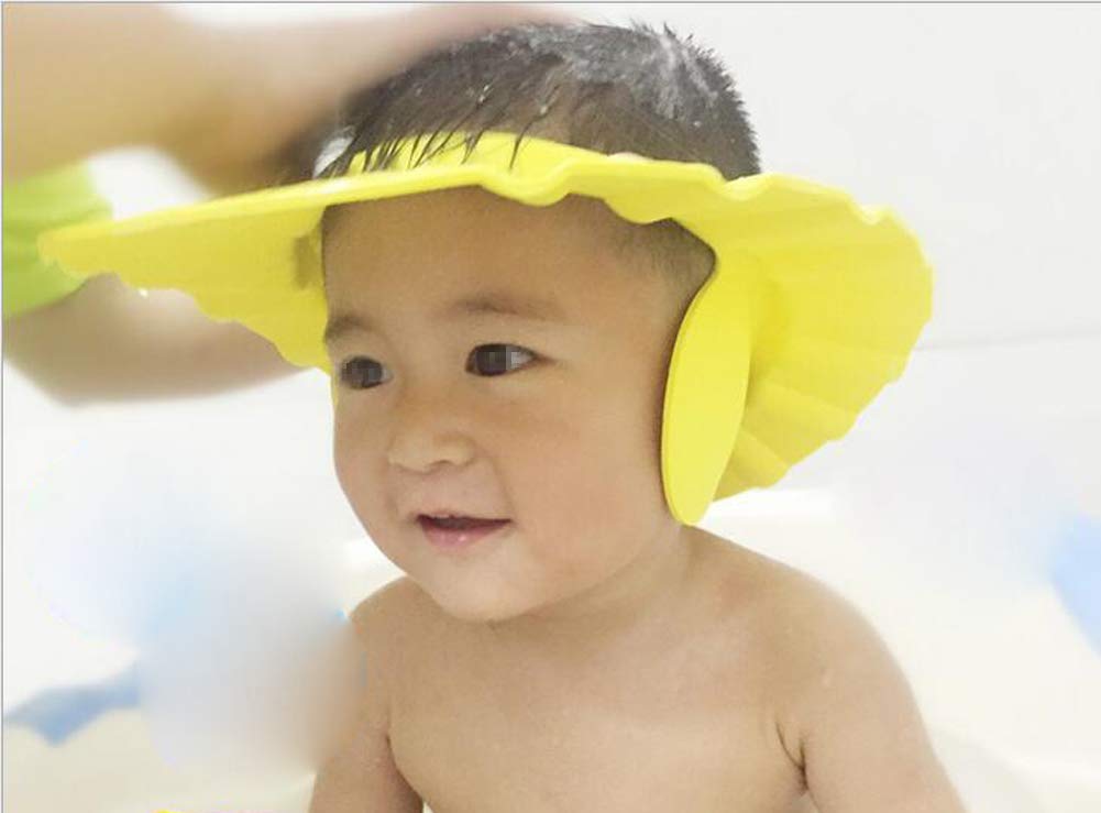 3Pcs Baby Shower Cap Soft Adjustable Bathing Shampoo Hat with Ear Protection Bath Protection Cap Children Wash Hair Sheet Hats (Random Color)
