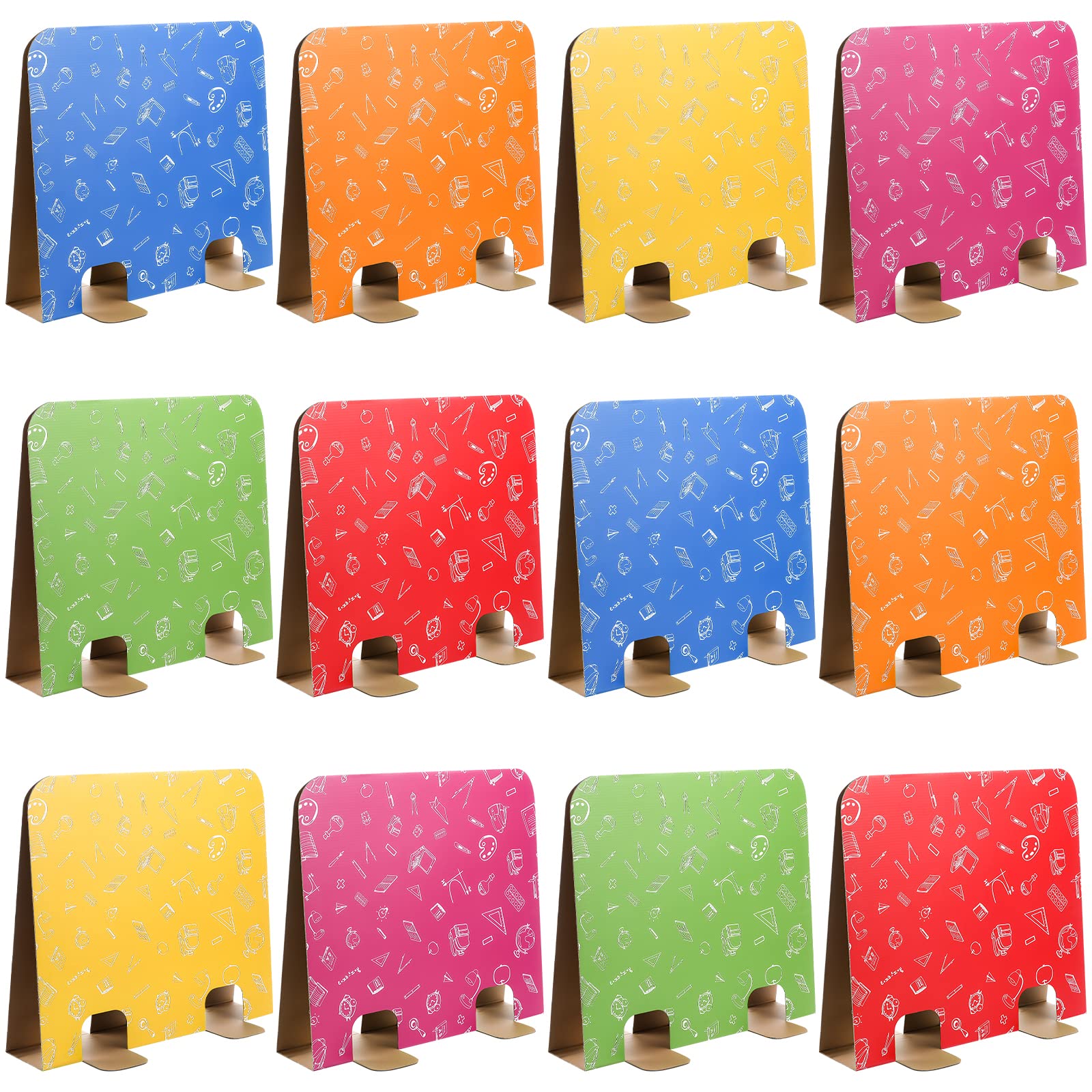 12 Pcs Student Table Dividers Test Shields Classroom Tabletop Privacy Folders Panel Student Desk Privacy Boards Study Carrel Screen Reduces Distractions for Teachers School Testing Home (Colorful)